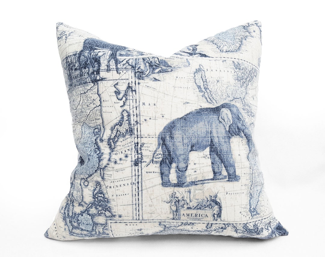 Elephant Throw Pillow Cover, Safari Home Decor, Lumbar Cushions, 18x18 ...