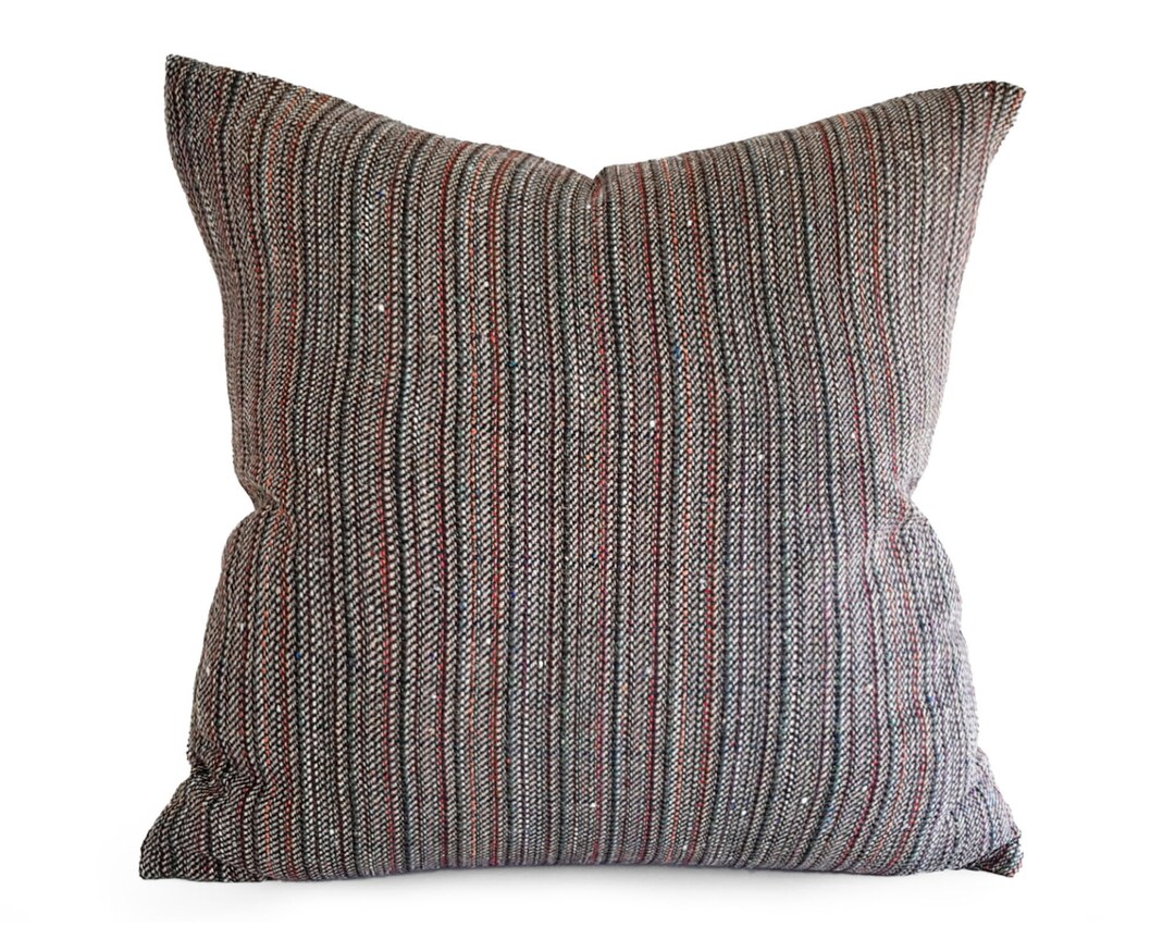 Dark Moody Striped Pillow Covers, Multicolor Stripes and Flecks, Custom ...