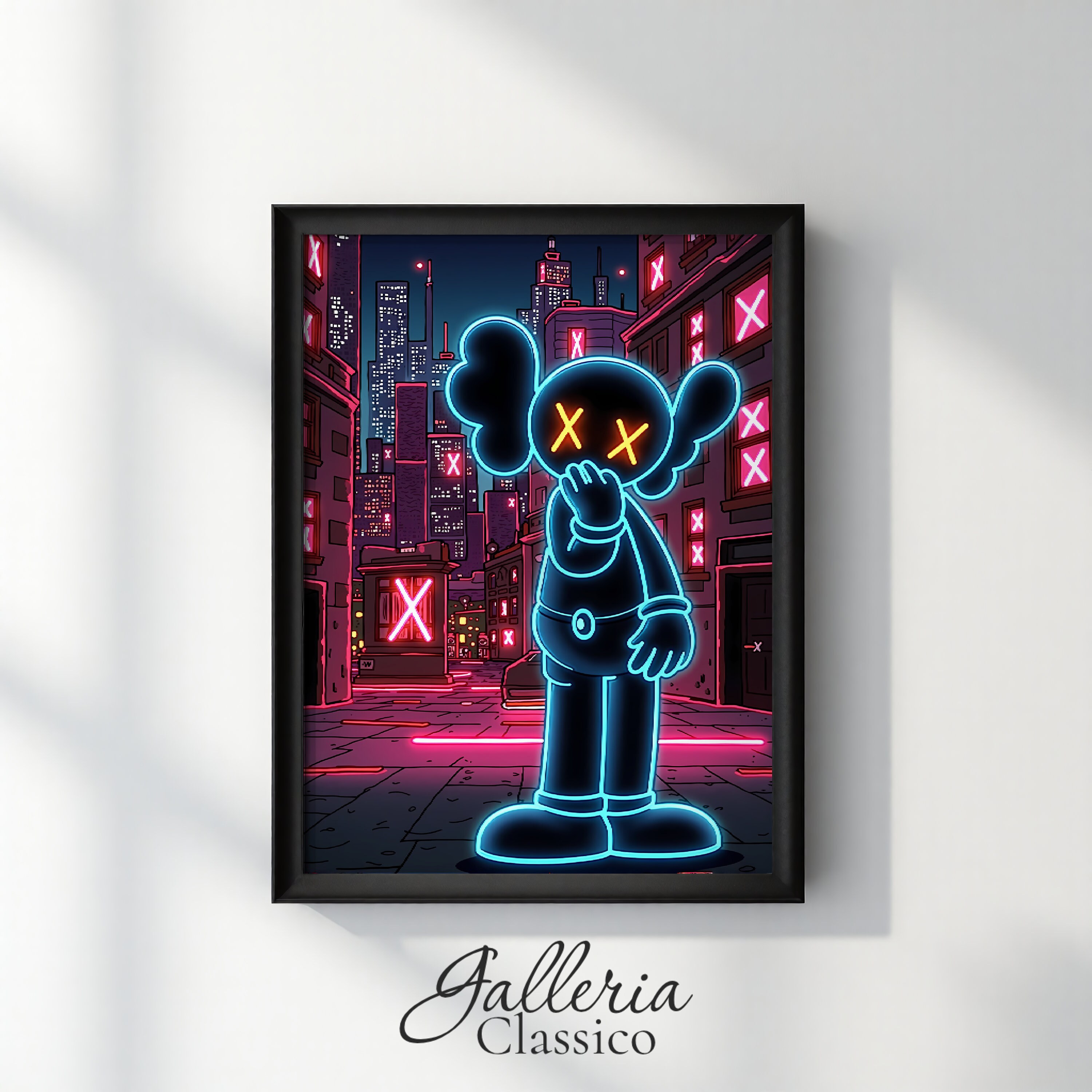KAWS Poster NEON Cityscape, KAWS Inspired Print, Hypebeast Decor ...