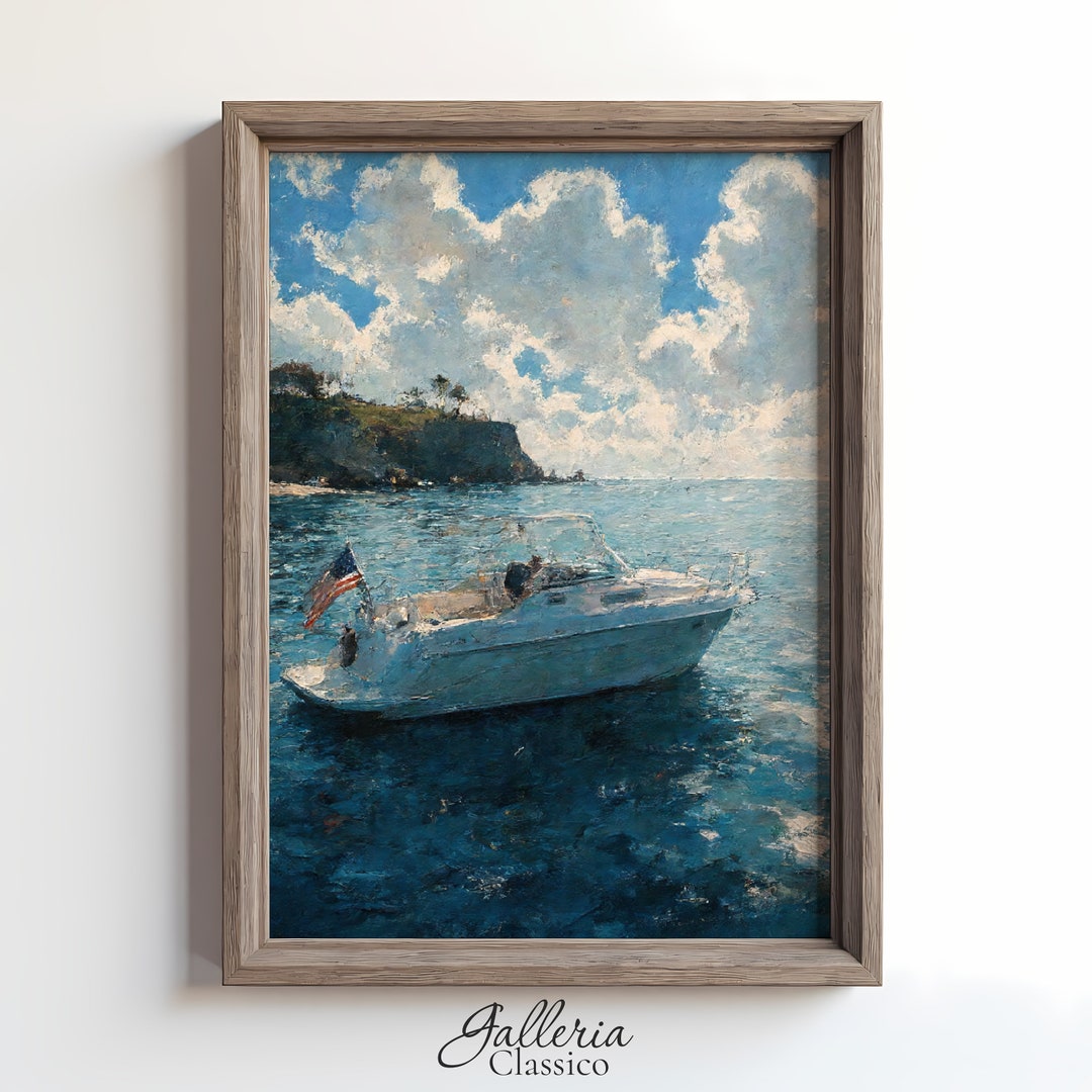 Coastal Speed Boat | Race Boat on Calm Waters With American Flag ...