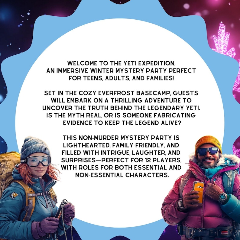 Printable Mystery Party Game for Teens & Adults Yeti Expedition Adventure Family Fun, Non-murder ...