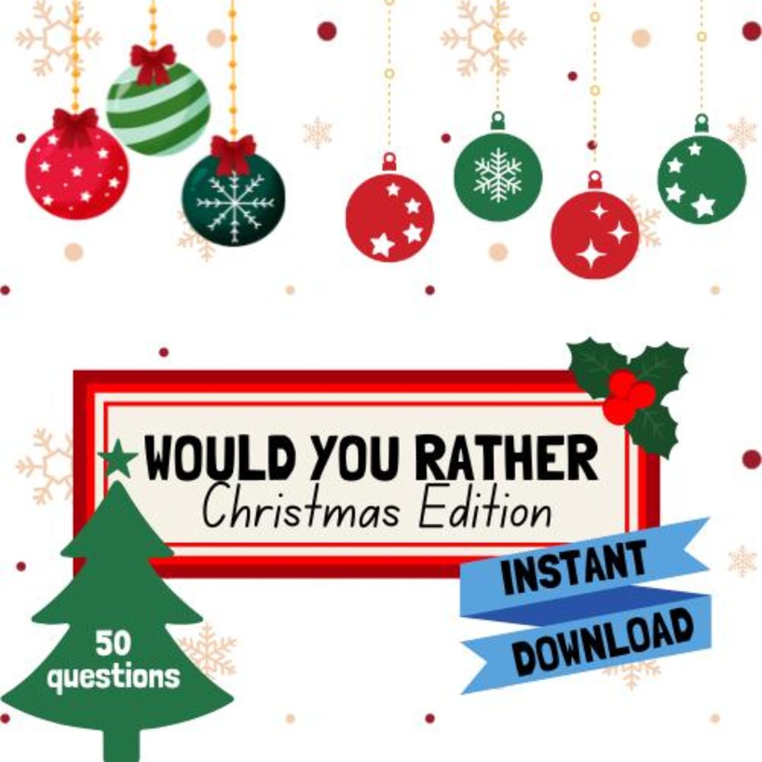 Printable Christmas Would You Rather Game | Holiday Party Fun | Family ...
