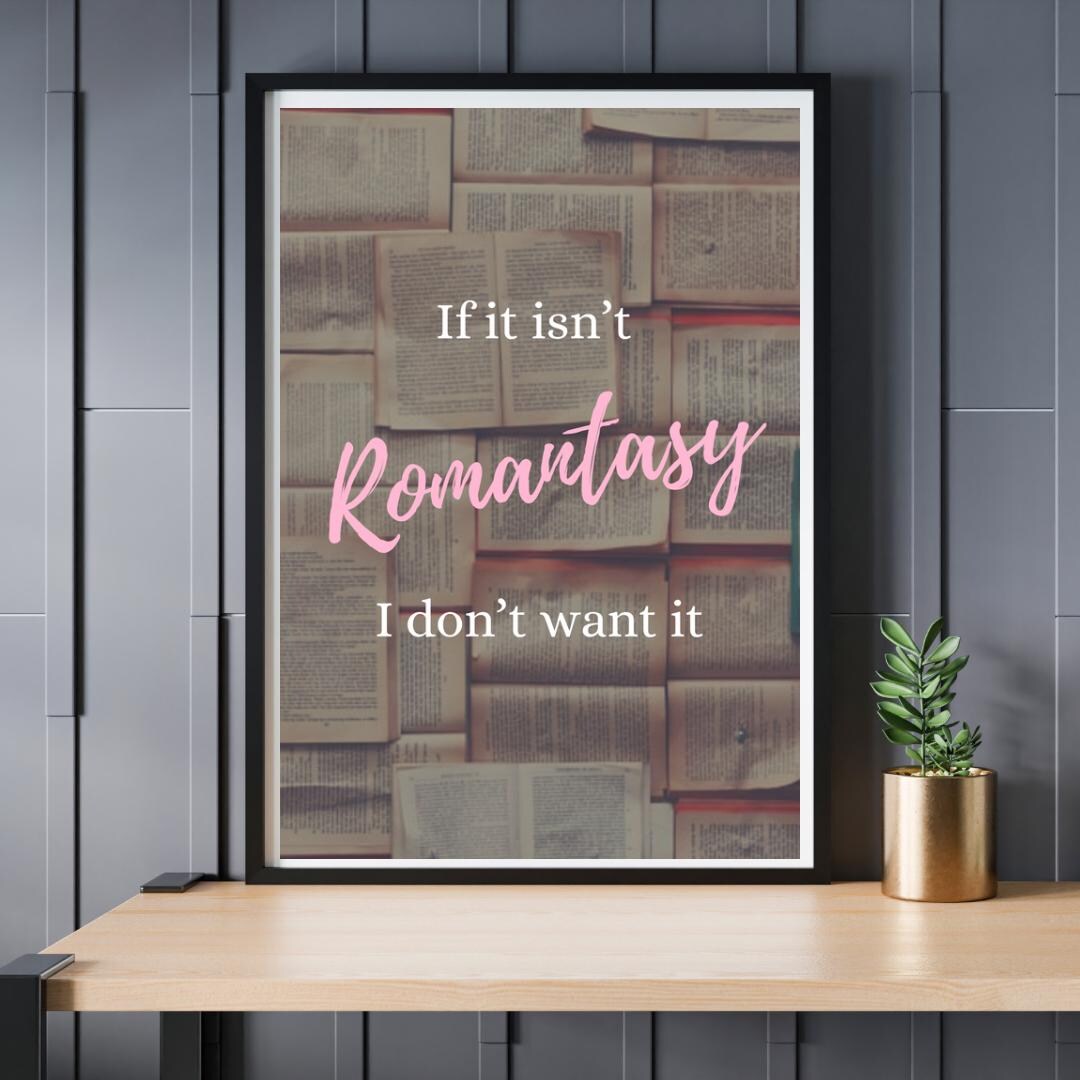 Romantasy Book Art Digital Download Reader Wall Art Book Lover Print ...