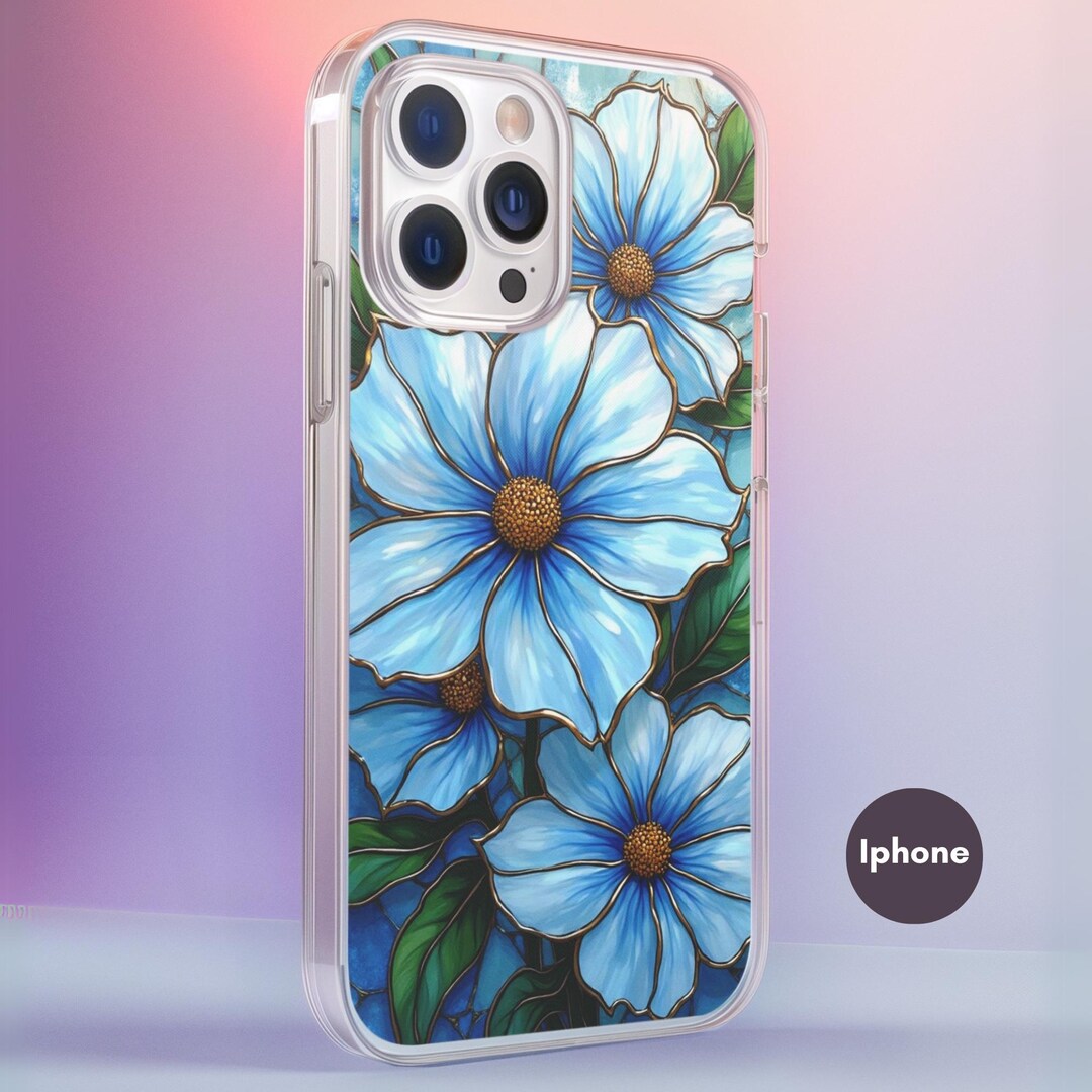 Floral Stained Glass Effect Magsafe Phone Case, Botanical Floral Phone ...