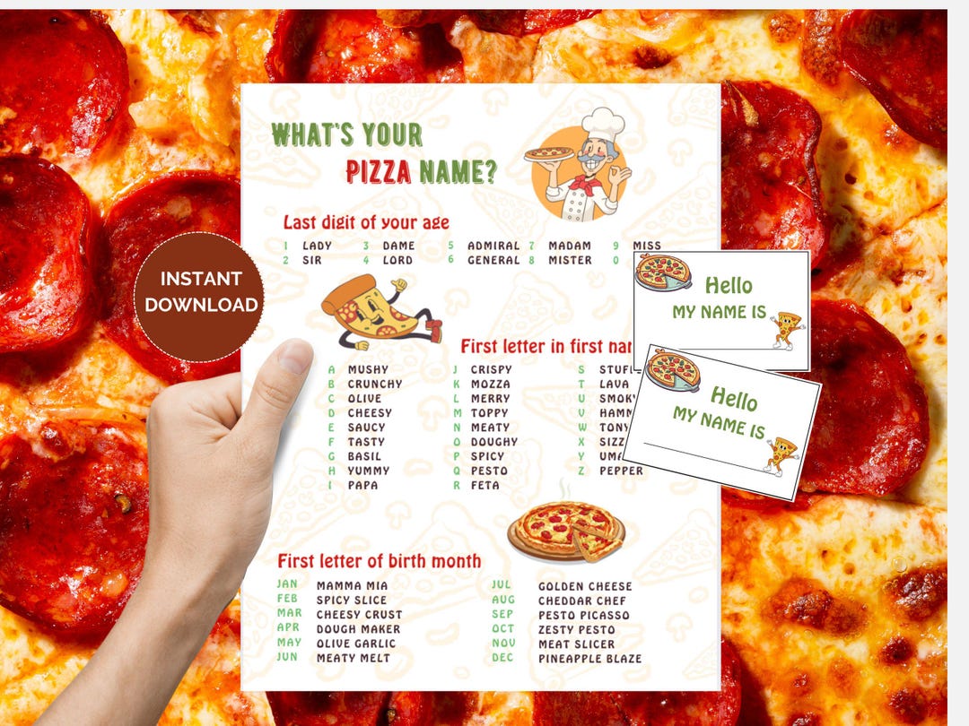 Whats Your Pizza Name Game – A Slice of Fun for Everyone! - With Name ...