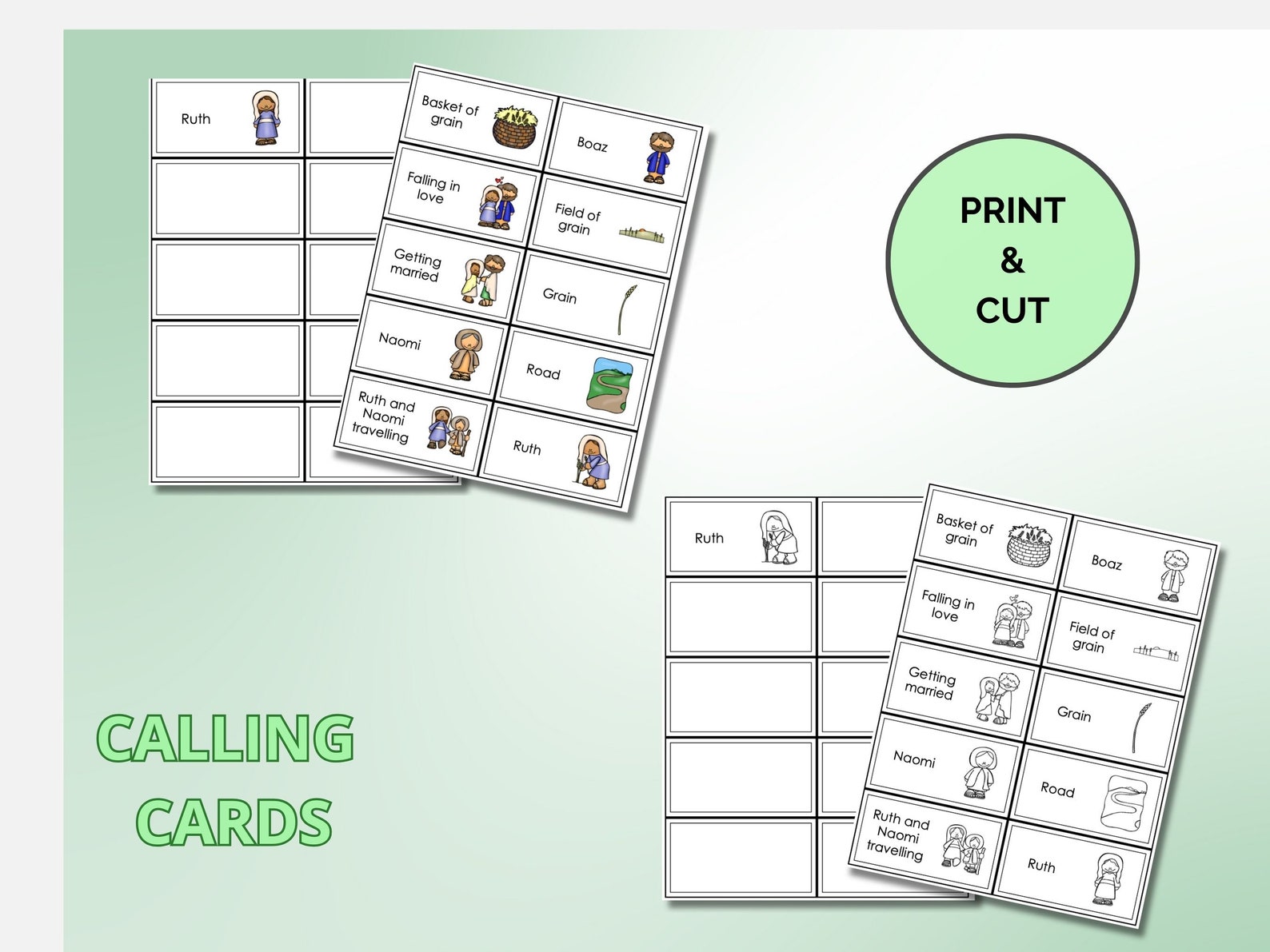 Ruth and Naomi Bingo Set for Kids, Ruth and Boaz Bible Bingo L Old ...