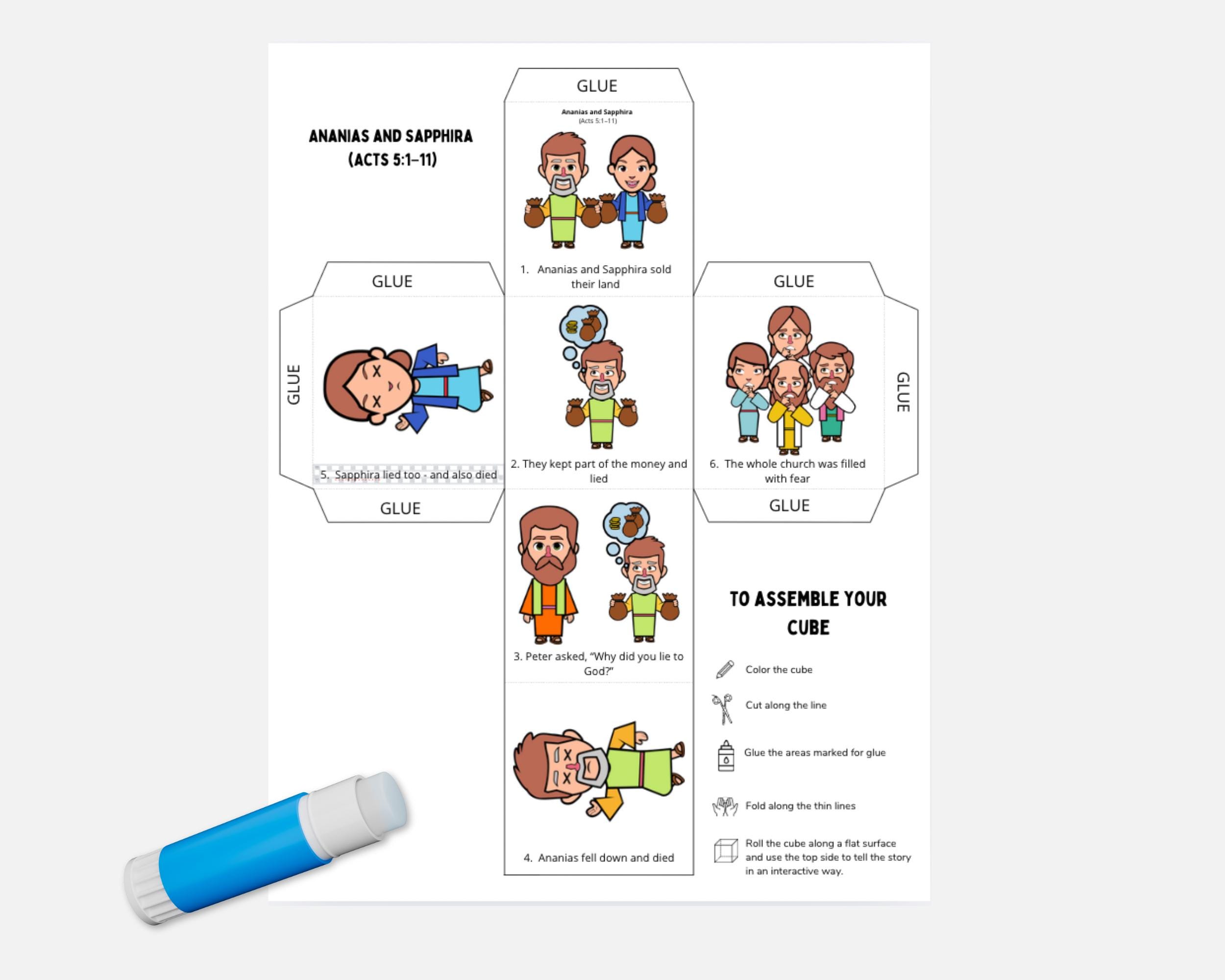 Ananias and Sapphira Bible Lesson for Kids Coloring Wheel | Acts 5:1–11 ...