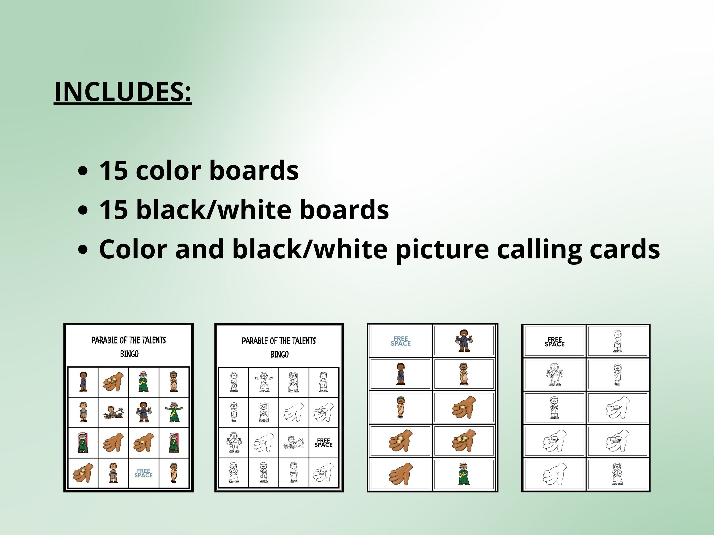 Parable of the Talents Bingo Bingo Set for Kids, Parable of the Talents ...