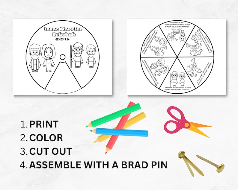 Isaac Marries Rebekah Coloring Wheel | Bible Love Story for Kids ...