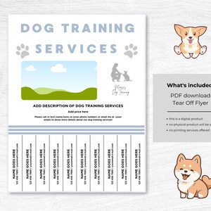 Dog Training Flyer Template | Tear off Flyer Printable | Editable Canva ...