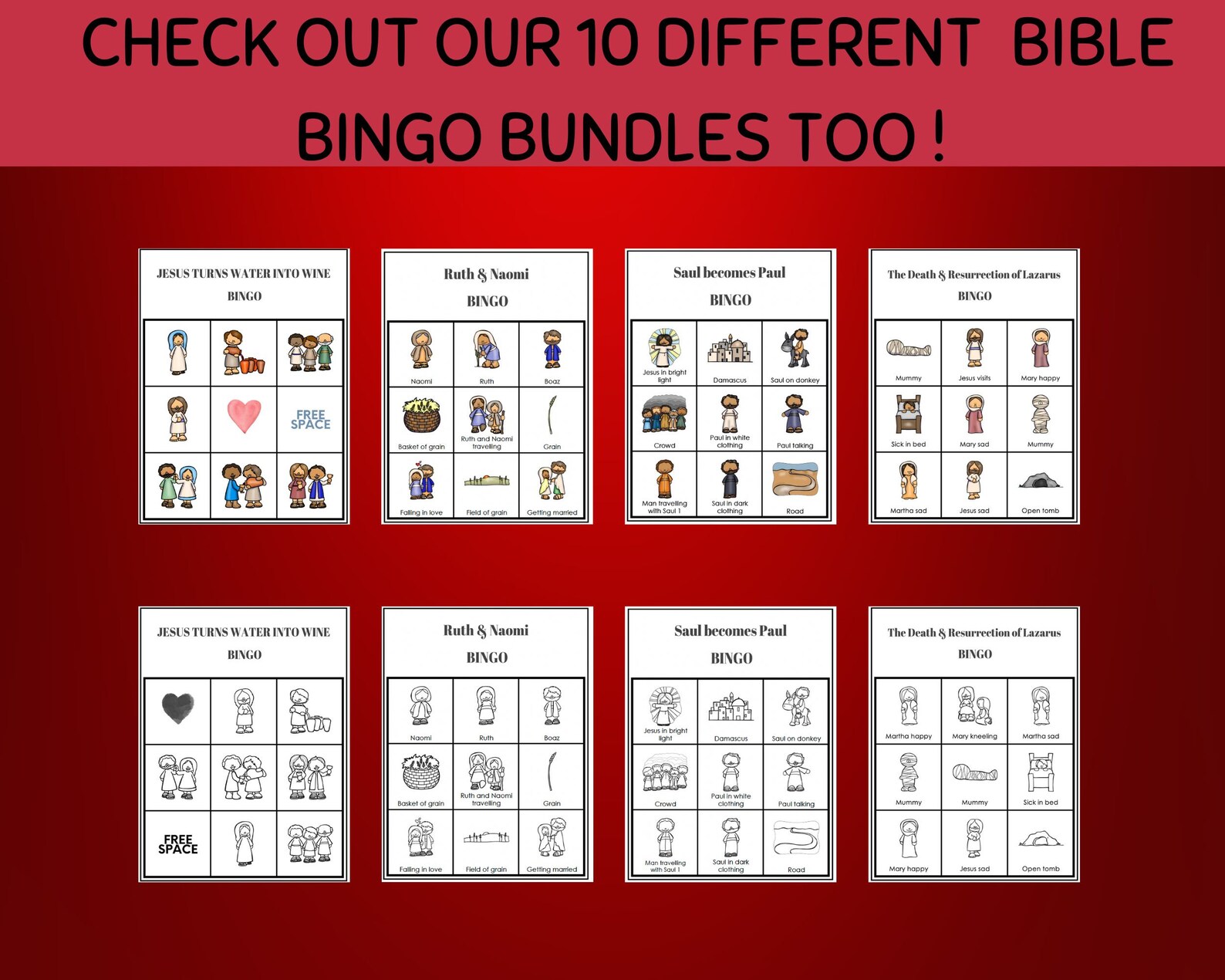 David and Goliath Bingo Set for Kids Bible Story Activity, David Bible ...
