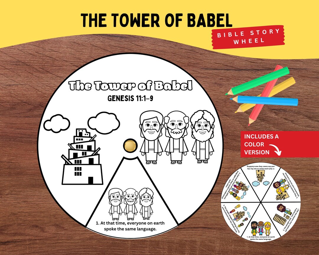 Tower of Babel Coloring Wheel – Genesis 11 for Kids – Bible Language ...