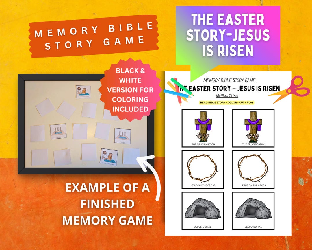 Jesus is Risen Memory Game | Matthew 28 Bible Story | Easter Story ...