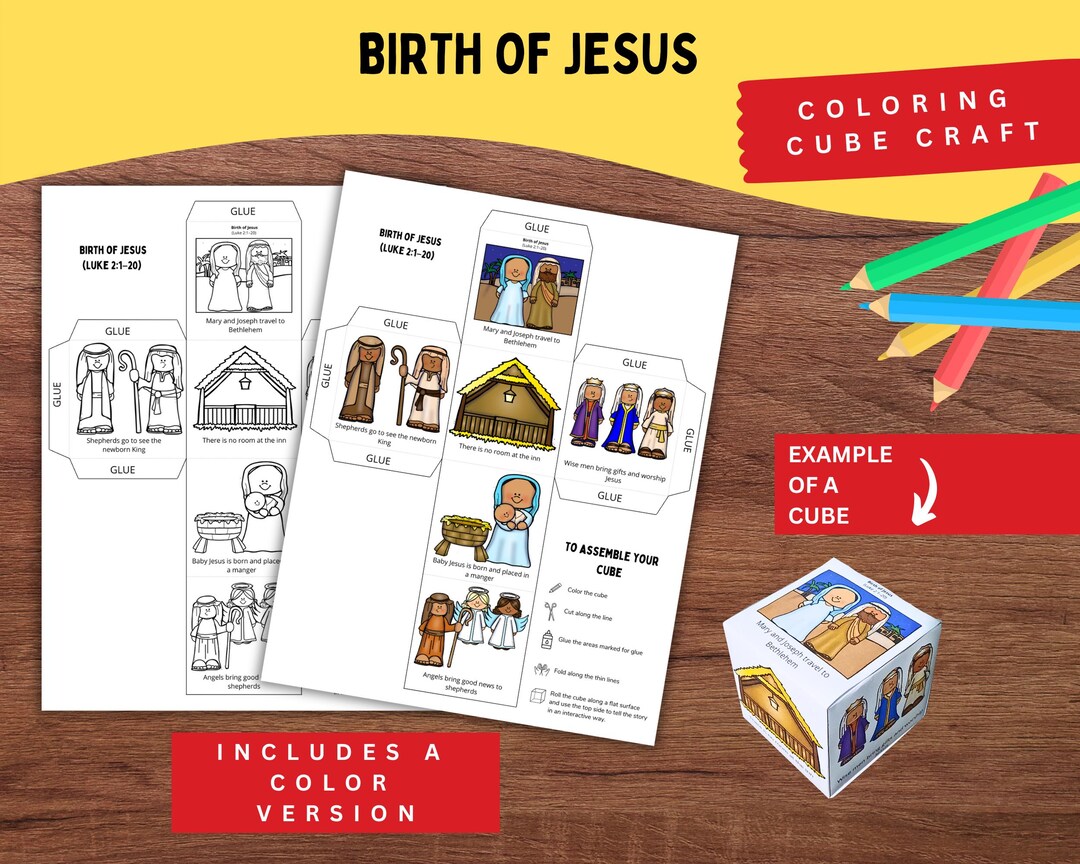 Birth of Jesus Printable Cube Craft, the Nativity Story, Fun Bible ...