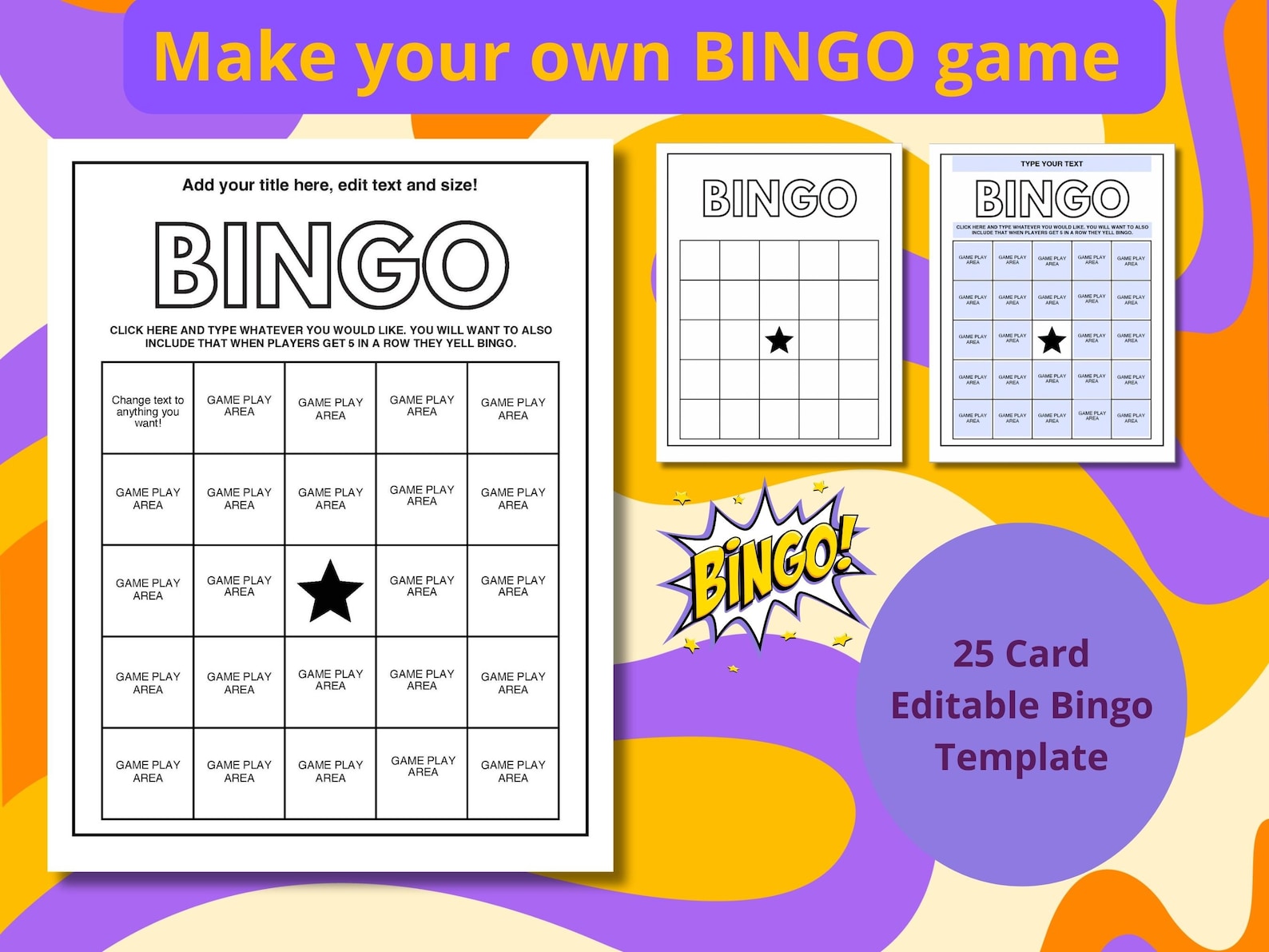 Make Your Own Bingo Game, 25 Card Editable Bingo Template, DIY Custom ...