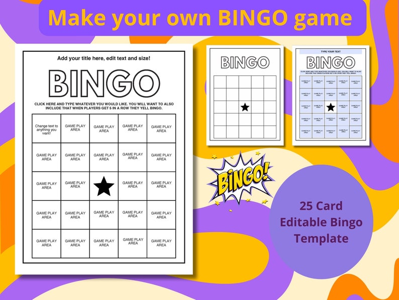 Make Your Own Bingo Game, 25 Card Editable Bingo Template, DIY Custom ...