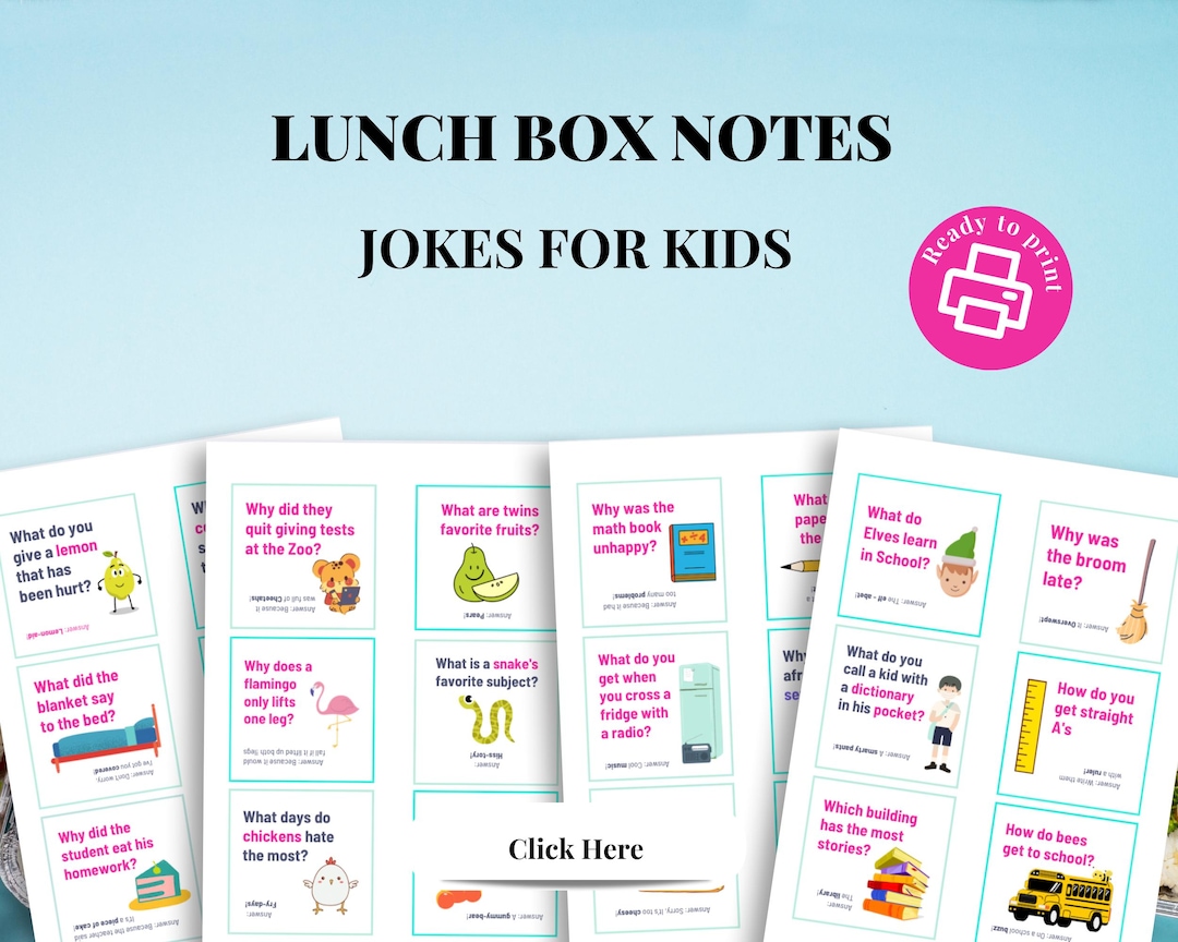 24 Jokes for Kids Lunch Box Notes | Printable Funny Cards | Instant ...