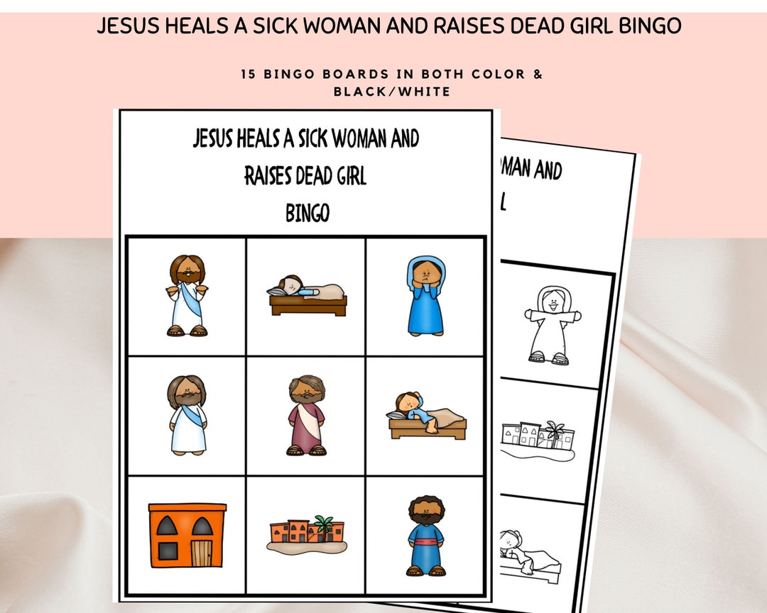 Jesus Heals a Sick Woman and Raises Jairus' Daughter Girl Bingo Set for ...