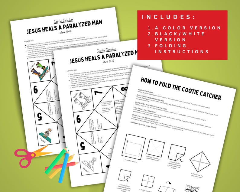 Jesus Heals the Paralytic Cootie Catcher – Paralyzed Man Through the ...