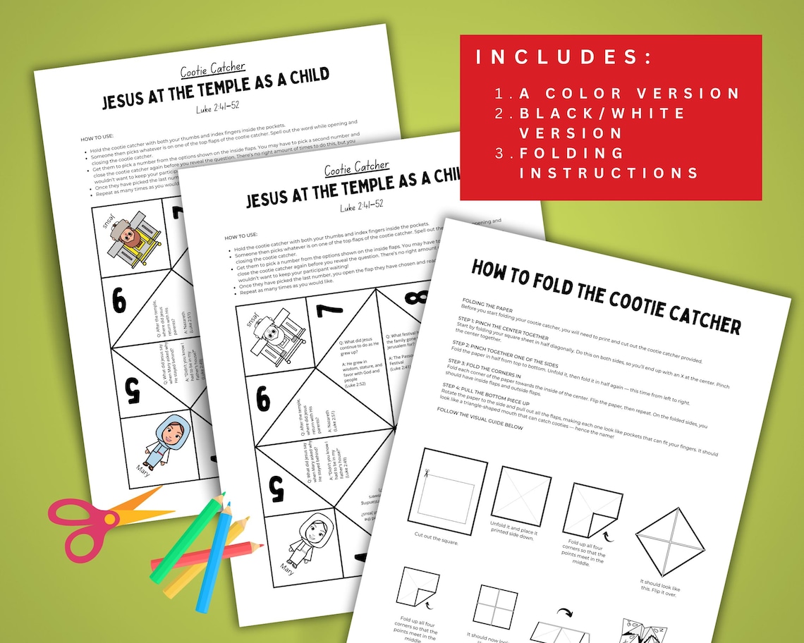 Boy Jesus in the Temple Cootie Catcher – Jesus in the Temple – Luke 2: ...