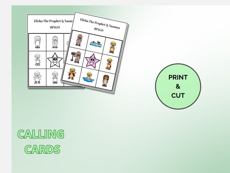 Elisha the Prophets Bingo Bingo Set for Kids, Elijah and Naaman Bible ...