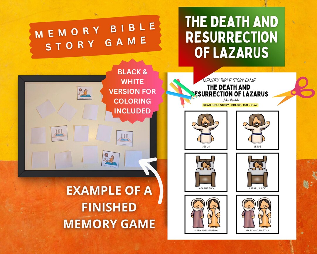 Jesus Raises Lazarus Memory Game | Lazarus Bible Story | Resurrection ...