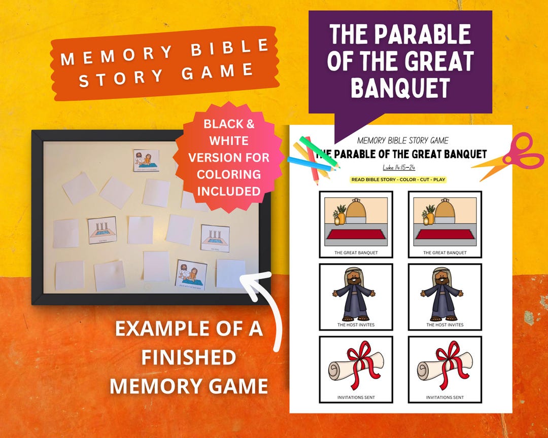 Parable of the Great Banquet Memory Game | Luke 14 Bible Story | Jesus ...