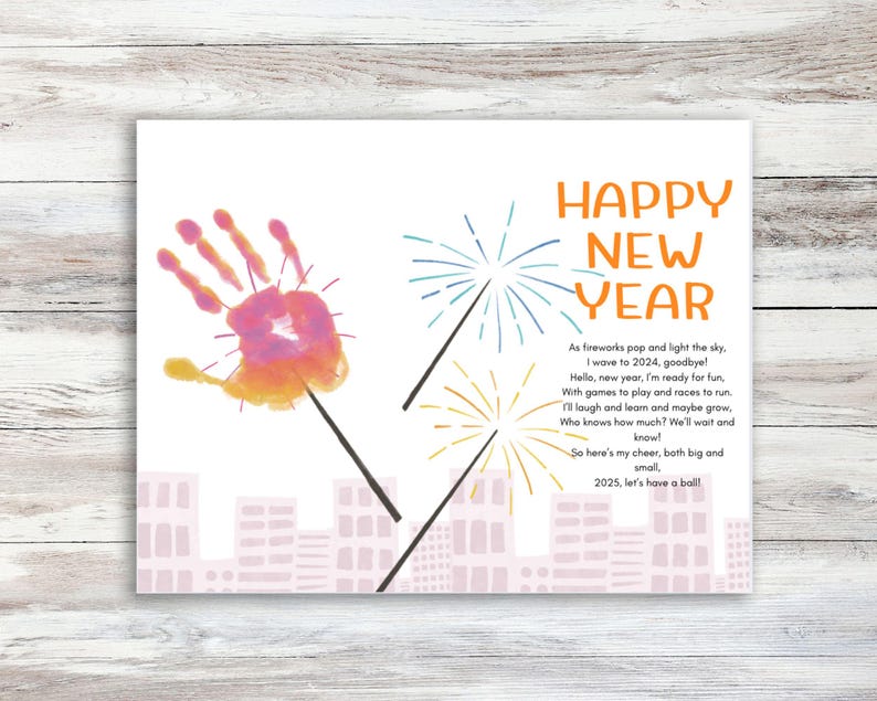 New Year Handprint Craft for Kids, Keepsake 2025, Happy New Years Eve ...