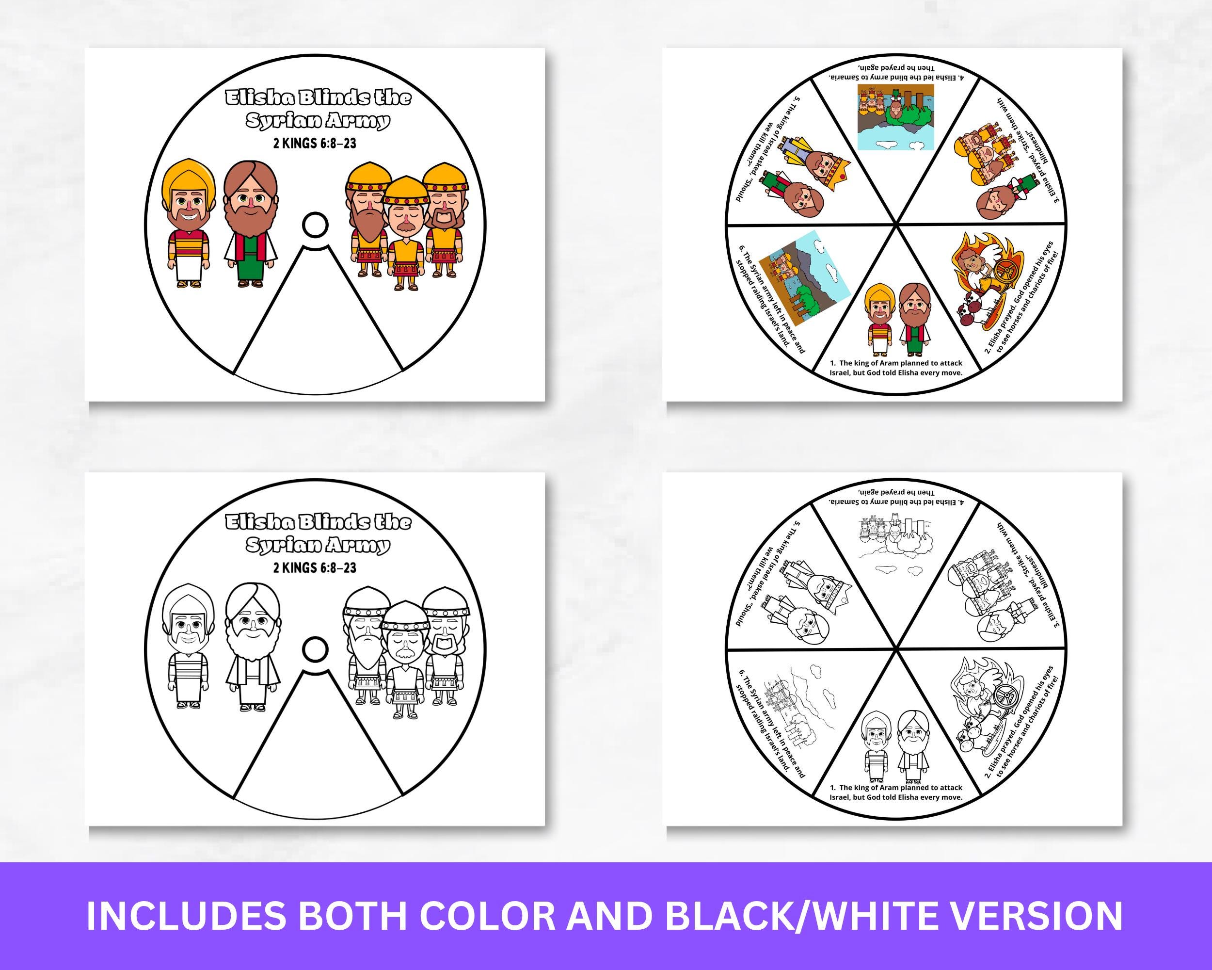 Elisha and the Syrian Army Coloring Wheel | 2 Kings 6 Bible Story for ...