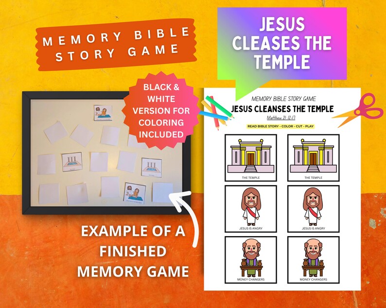 Jesus Cleanses the Temple Memory Game | Matthew 21 Bible Story ...