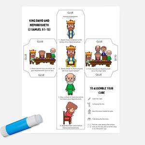 King David and Mephibosheth Coloring Cube | 2 Samuel 9 Bible Story ...