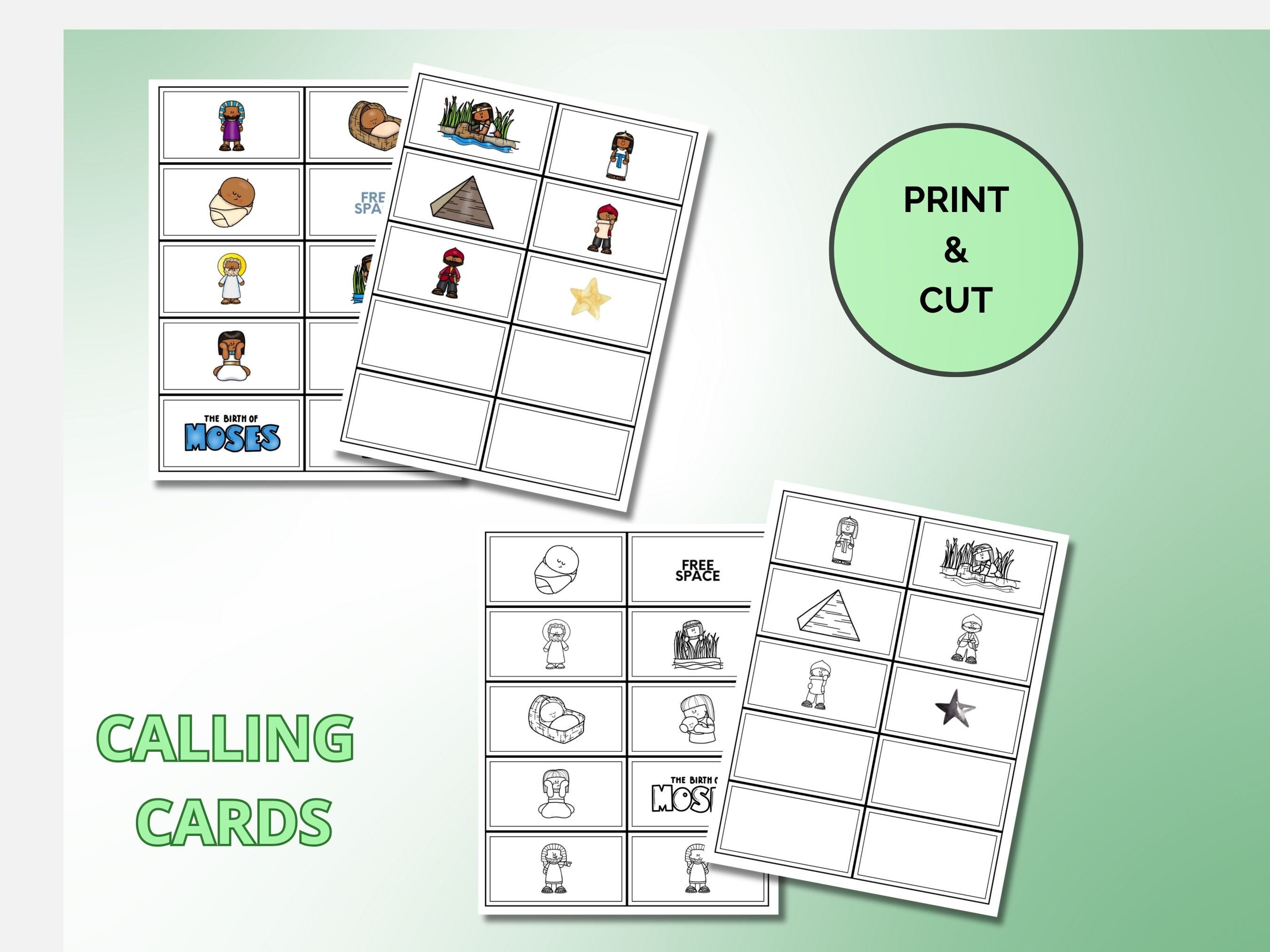 Baby Moses Bingo Set for Kids - Bible Story Activity, Moses Bible Bingo ...