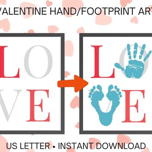 Valentine's Day Handprint and Footprint Art Bundle , Valentine ...