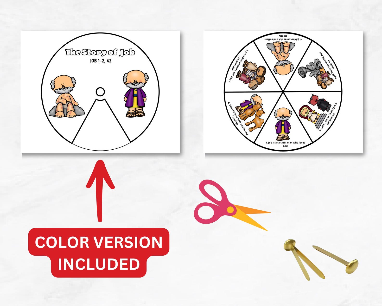 Story of Job Coloring Wheel | Job 1–2 & 42 Printable Bible Craft for ...