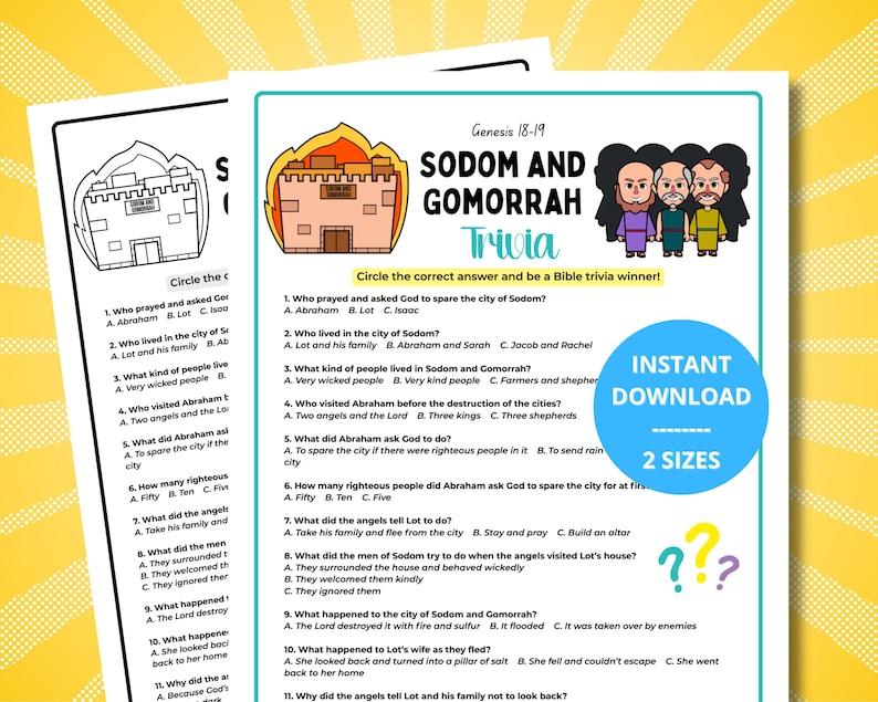 Sodom and Gomorrah Bible Trivia Game | Lot’s Wife Story for Kids ...
