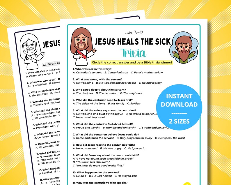 Jesus Heals the Sick Bible Trivia Game | Healing of the Centurion’s ...