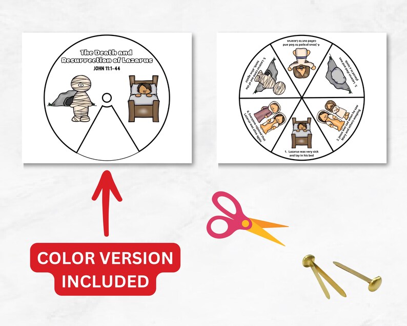 Lazarus Bible Story Wheel Printable | Jesus Raises Lazarus Craft for ...