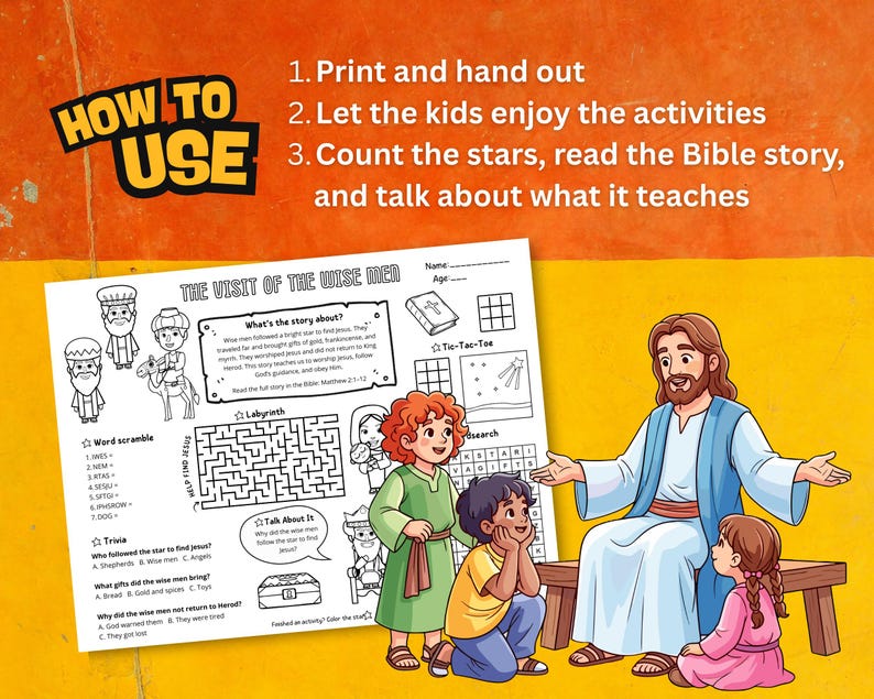 Wise Men Bible Story Bible Placemat | Visit of the Wise Men Matthew 2 ...
