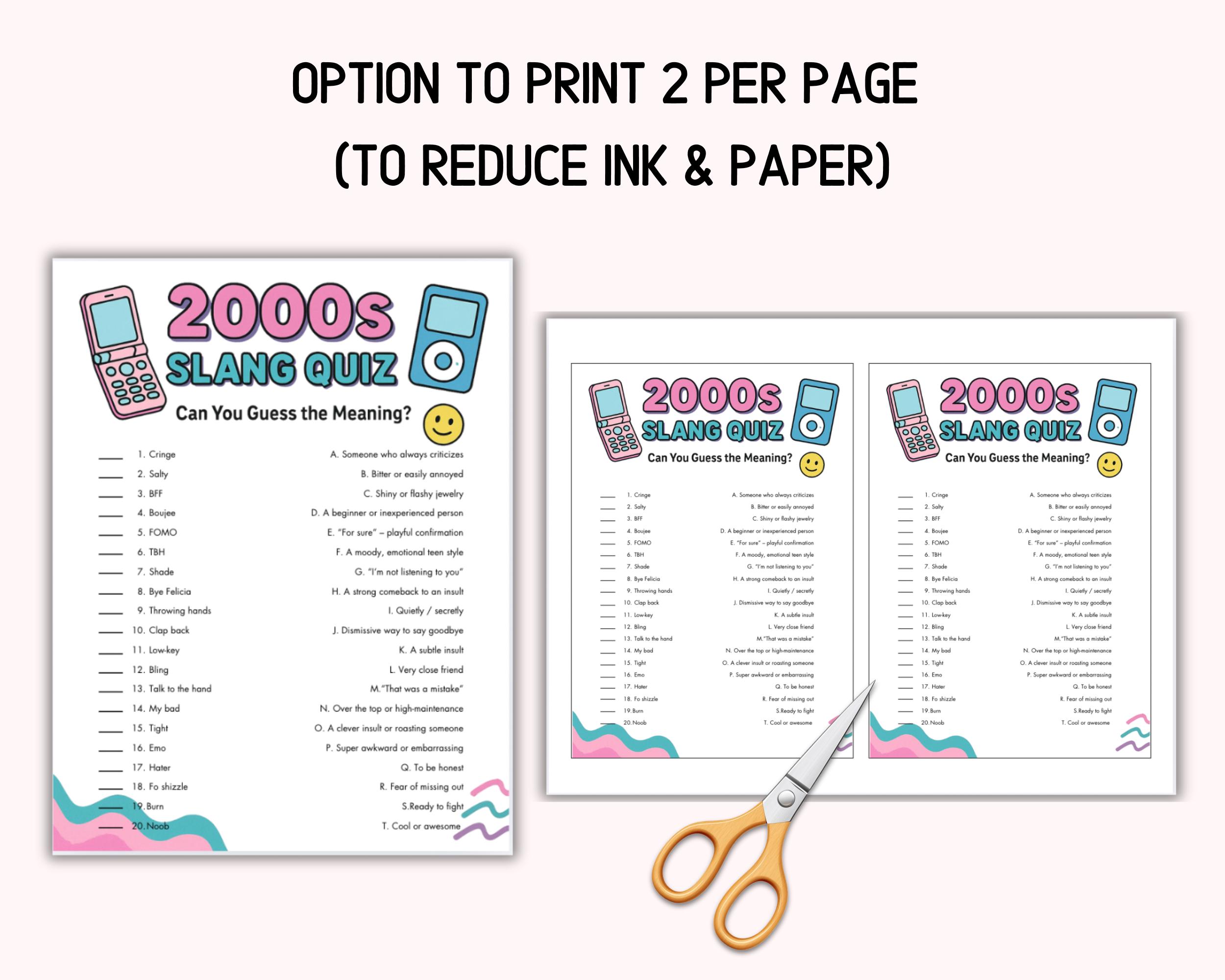 2000s Slang Quiz, Company Party Game, Printable Y2K Trivia, Retro Game ...