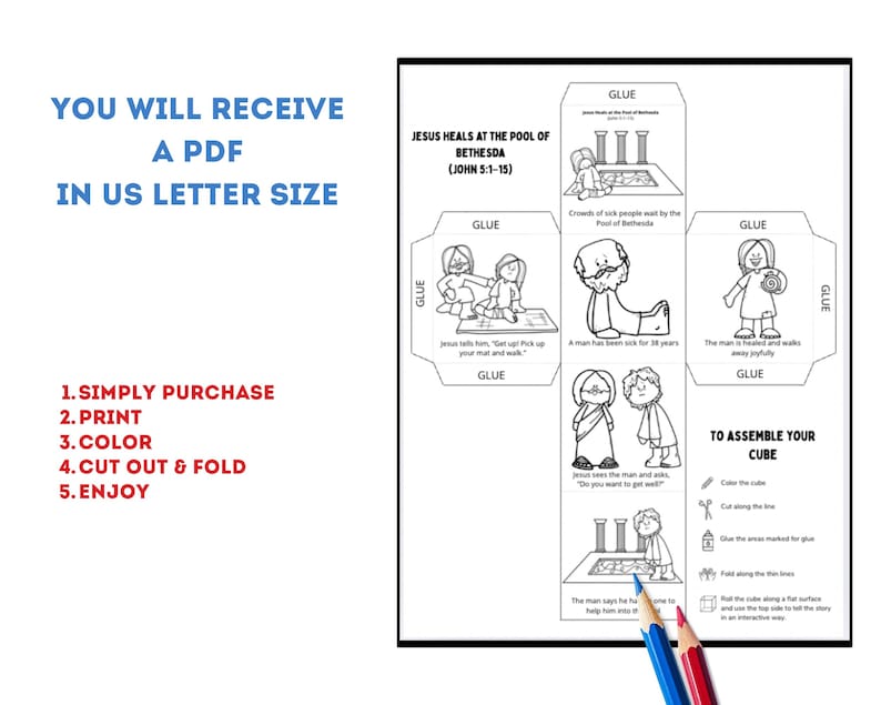Jesus Heals at the Pool of Bethesda Bible Story Cube | John 5:1–15 ...