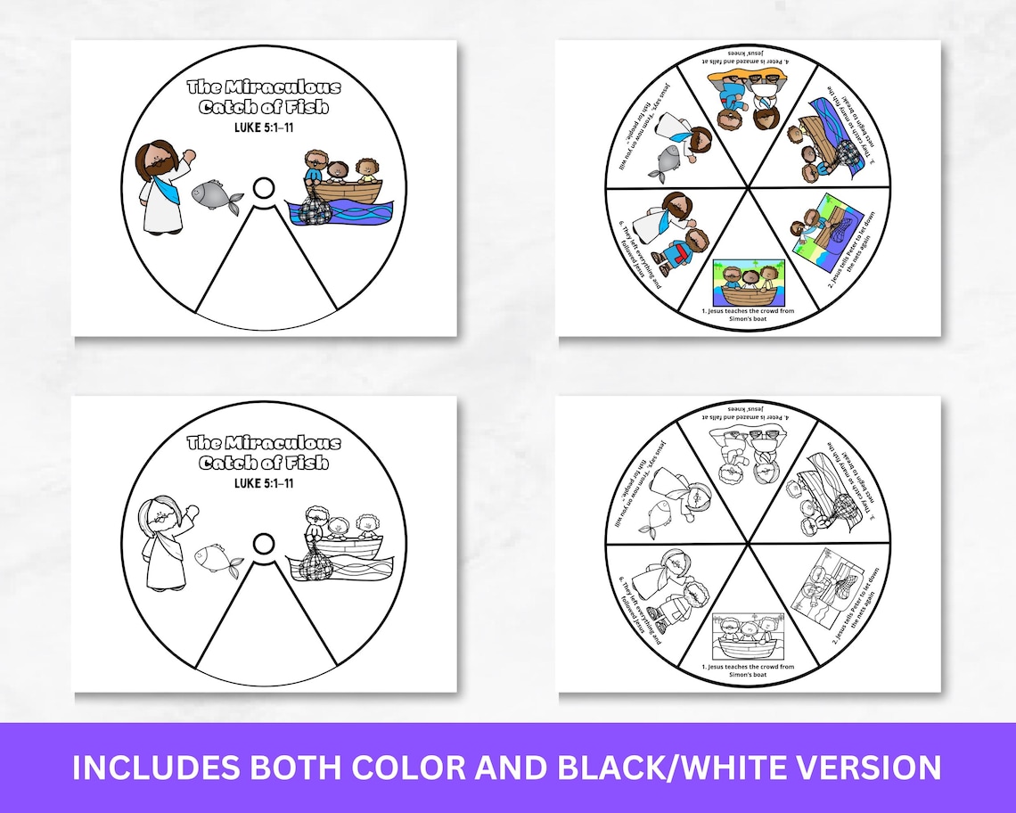 Miraculous Catch of Fish Bible Wheel Craft | Luke 5:1–11 Printable for ...