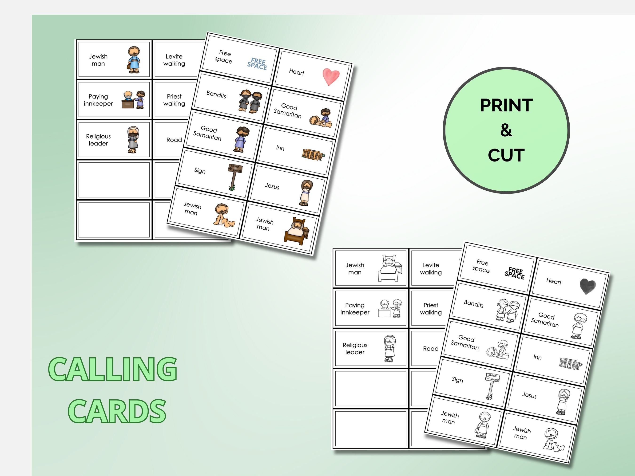 The Good Samaritan Bingo Set for Kids, the Good Samaritan Bible Bingo L ...