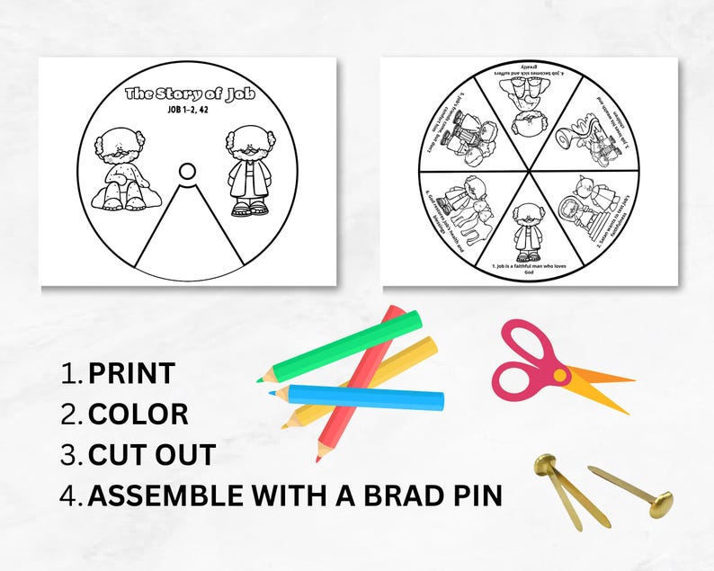 Story of Job Coloring Wheel | Job 1–2 & 42 Printable Bible Craft for ...