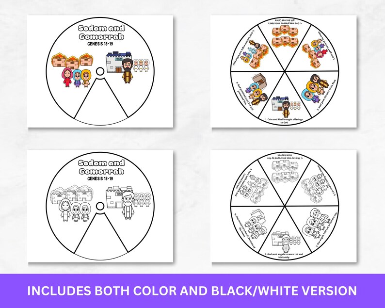 Sodom and Gomorrah Coloring Wheel | Genesis 18–19 Story for Kids | Lot ...