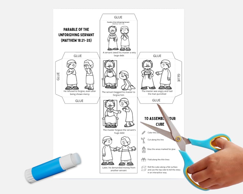 Parable of the Unforgiving Servant Bible Story Cube | Printable Craft ...