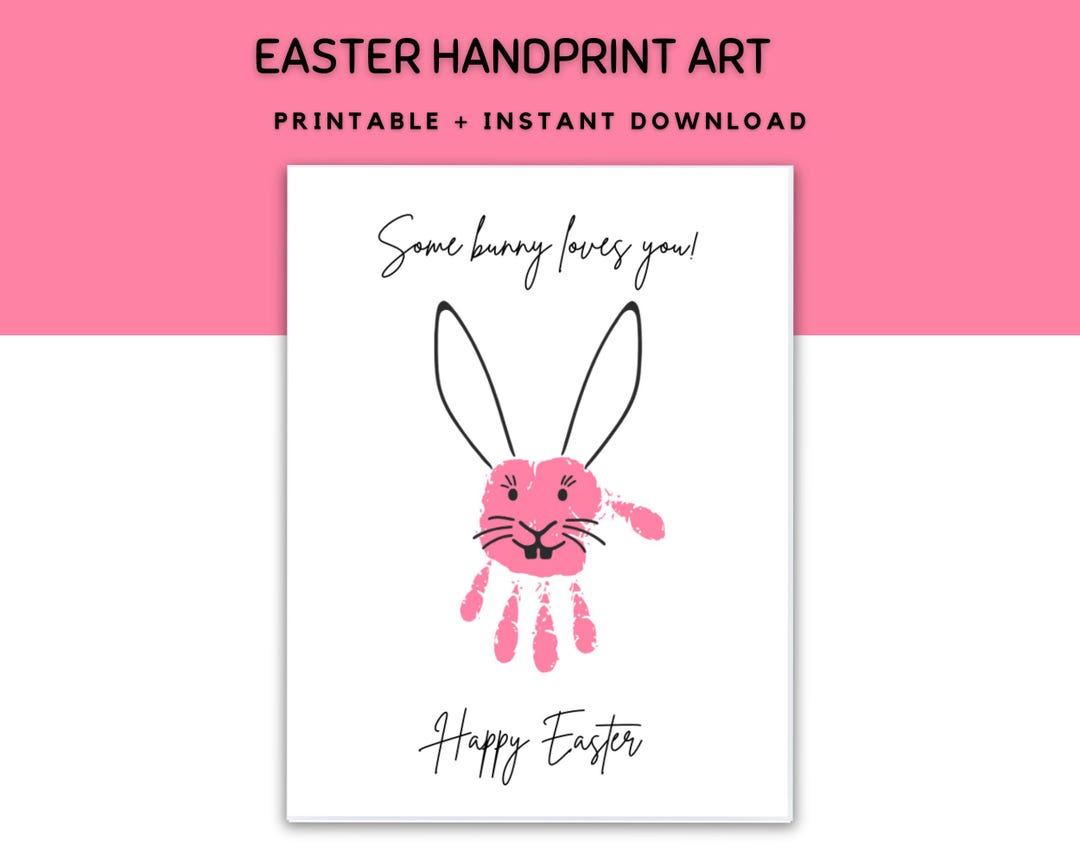 Easter Bunny Handprint Art, Happy Easter Handprint Art , Easter ...