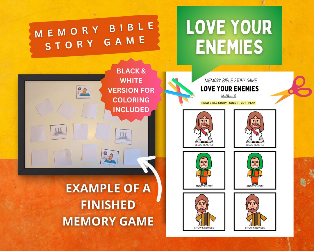 Love Your Enemies Memory Game | Matthew 5 Bible Teaching | Sermon on ...