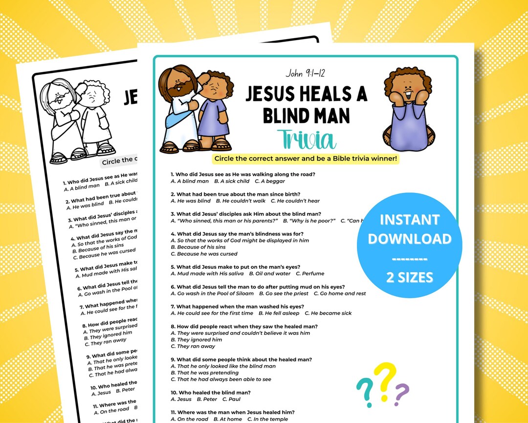 Jesus Heals the Blind Man Bible Trivia Game | Blind Man Receives Sight ...