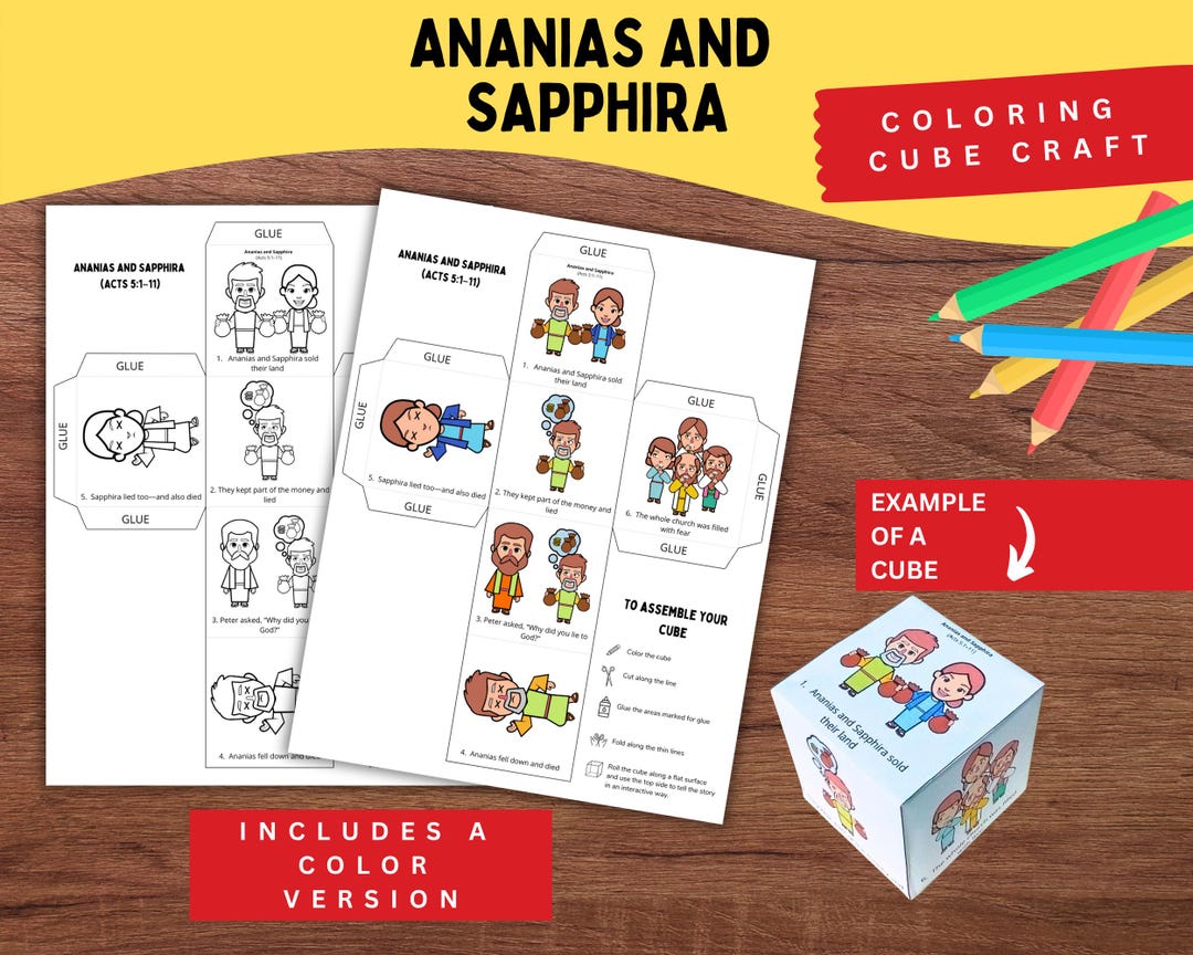 Ananias and Sapphira Bible Lesson for Kids Coloring Wheel | Acts 5:1–11 ...