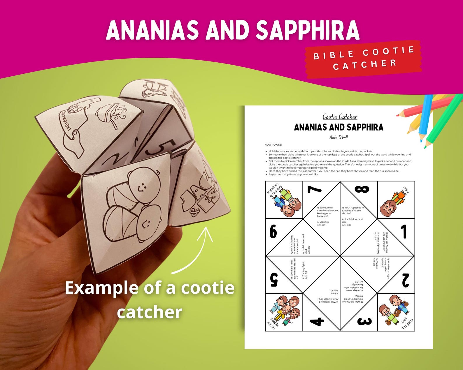 Ananias and Sapphira Cootie Catcher – Ananias and Sapphira Story – Acts ...